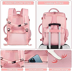 Extra Large Travel Backpack (2 Pieces Black & Pink) as Person Item Flight Approved, 40L Carry On Backpack, 17 Inch Laptop Backpack, Waterproof Backpack, Durable College School Bookbag, Hiking Backpack