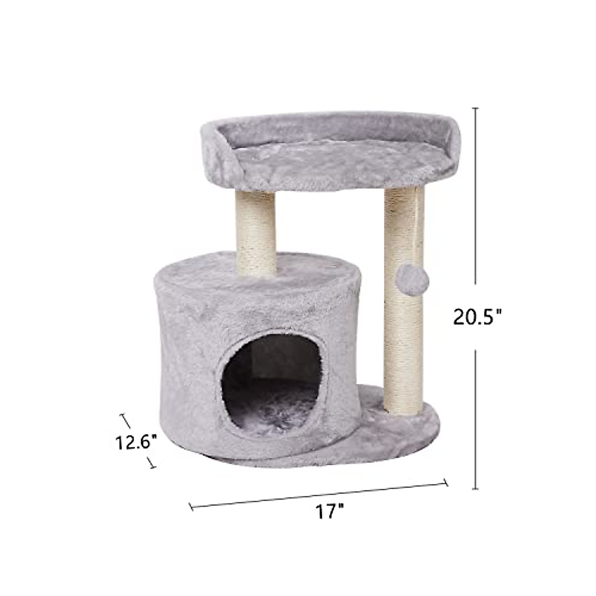 MIAO PAW G5 Small Cat Tree Tower Condo Furniture Activity Center Play House Sisal Scratching Posts Large Platforms and a condo Grey
