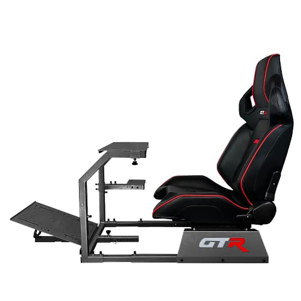 GTR Simulator GTA Model Majestic Black Frame with Adjustable Leatherette Pista Racing Seat Racing Driving Gaming Simulator Cockpit Chair (Pista-Black/Red)