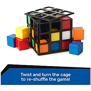 Rubik’s Cage, 3D Fast-Paced Strategy Sequence Game Color Stacking Challenging Toy Puzzle-Solving Activity Brain, for Adults & Kids Ages 7 and up