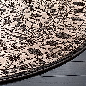 SAFAVIEH Brilliance Collection 6'7" Round Cream / Black BRL502C Vintage Oriental Area Rug