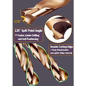 HSS Cobalt Drill Bit Set 7/64 Inch 10Pcs M35 Co Twist Jobber Length Steel Metal Drill Bits