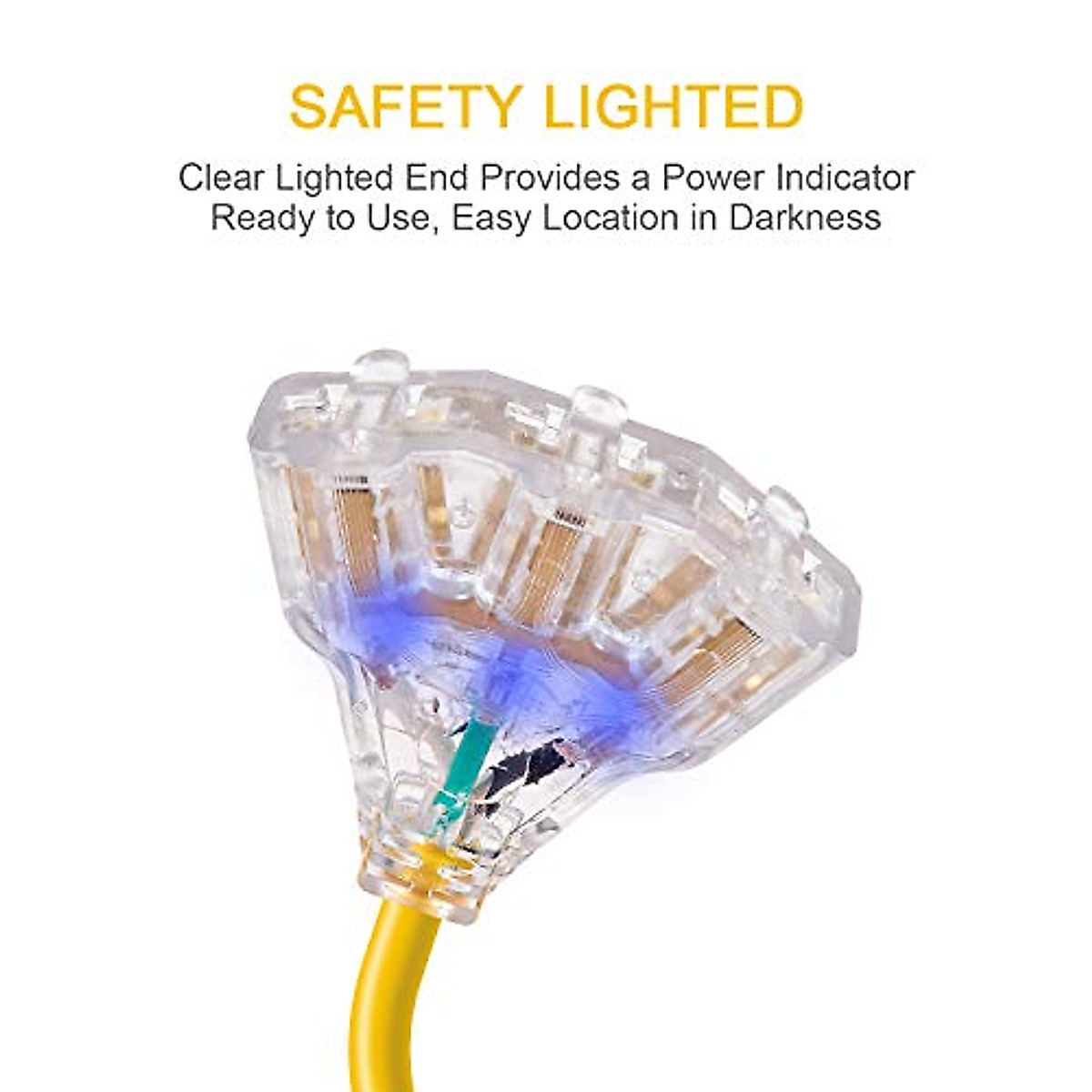 Rophor 30 Amp to 110 Adapter Generator Power Cord, 3 Prong 30 Amp to 15 Amp Generator Adapter, Nema L5-30P Male to 3X 5-20R Female with Lighted End, 1.5 FT