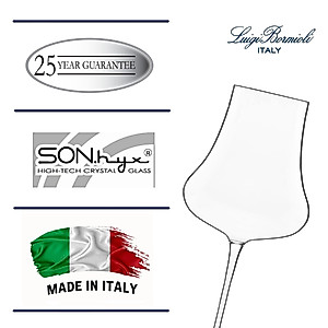 Luigi Bormioli Tentazioni Set Of 6 Bordeaux 22.75 Oz. Wine Glasses, Crystal SON-hyx Glass, With Titanium Reinforced Stems, A Decanter on a Stem, Dishwasher Safe, Made In Italy.