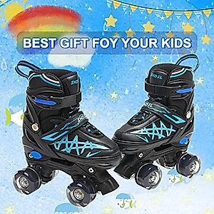 4 Size Adjustable Light up Roller Skates for Girls Boys for Kids Rainbow M and Chuang M