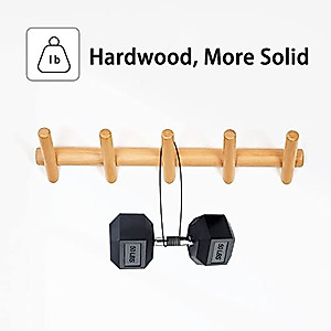 Goglory Wooden Coat Rack Wall Mount, Wood Coat Hooks Wall Mounted, 5 Wood Hooks for Hanging Coats Vintage & Pretty, Coat Hook Easy to Install, Wall Mounted Coat Rack for Hat, Robe, Backpack, etc