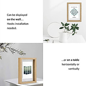 MUYE 5x7 Floating Frame Set of 2,Double Glass Rustic Photo Frame for Wall Hanging or Tabletop Standing,Also Display 4x6 or 3x5 Photo for Floating Effect,Natural