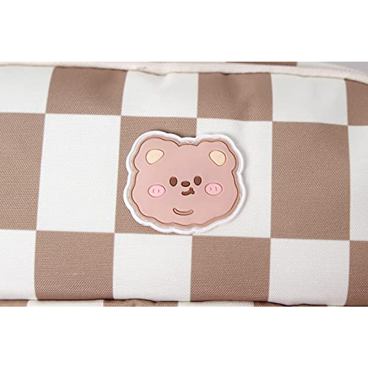 Moaneji Cute Large Capacity Pencil Pouch Aesthetic Checker Canvas Pencil Case Organizer Fashion Stationary Bag Big Pen Holder for Art Suppliers Small Makeup Bag(Brown)