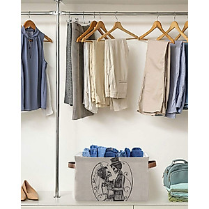 Storage Bins for Organizing, Halloween Skeleton Bride Groom Decorative Large Closet Organizers with Handles Cubes - 1 Pack Fabric Baskets for Shelves, Closets, Laundry, Nursery