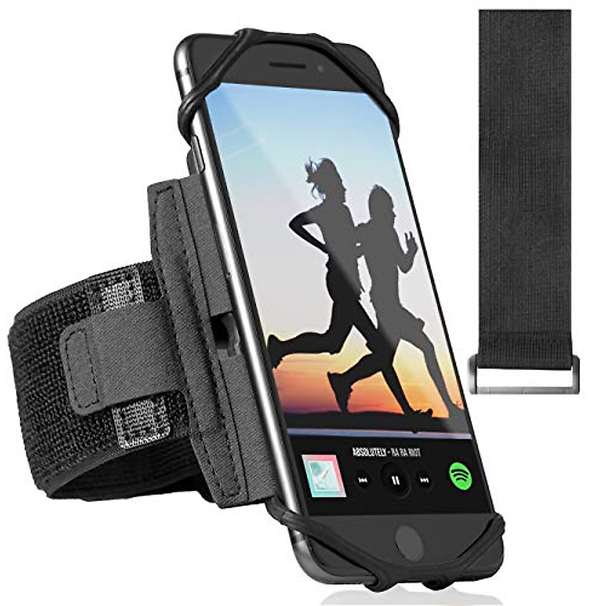 360° Rotatable Premium Sports Running Armband for All Phones: iPhone 13 Pro Max, 12, 11, X, XR, 8, Samsung Galaxy S21 S20 S10 S9 Edge, LG, HTC, Pixel; Universal Cellphone Holder + Free Extender Strap