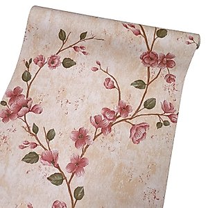 Yifasy Drawer Shelf Liner Rustic Floral Self-Adhesive Furniture Inner Lining Paper Sheet Removable Wallpaper Roll 118x18 Inch