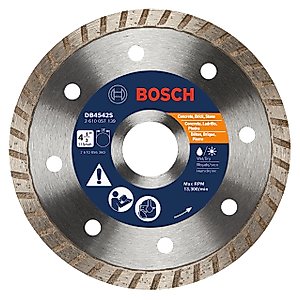BOSCH DB4542S 4-1/2 in. Standard Turbo Rim Diamond Blade with 7/8 in. Arbor for Smooth Cut Wet/Dry Cutting Applications in Concrete, Brick, Stone, Masonry