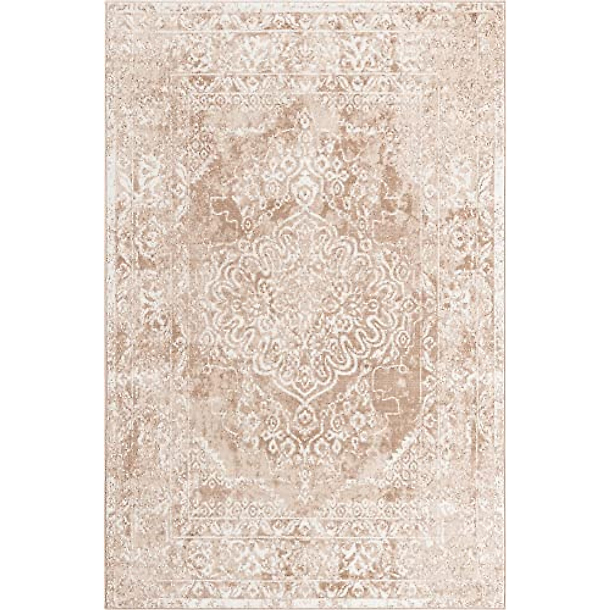 Unique Loom Oxford Collection Area Rug - Bodleian (6' x 9' Rectangle, Beige/Ivory)