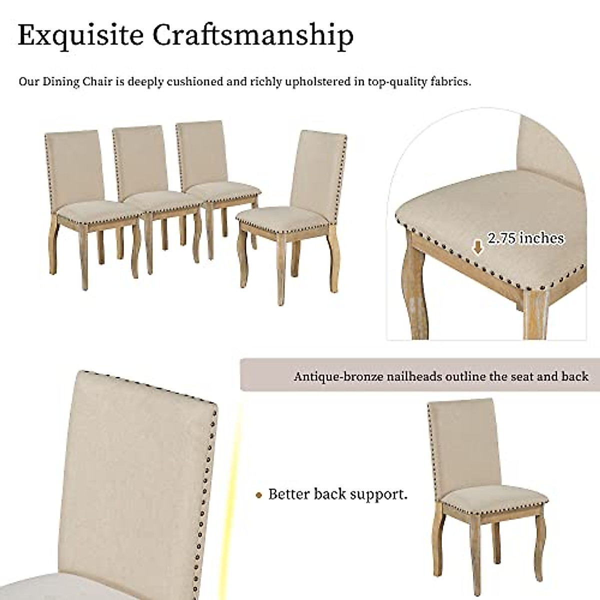 Harper & Bright Designs 5-Piece Farmhouse Dining Set with Wooden Round Extendable Dining Table and 4 Upholstered Dining Chairs, Natural Wood Wash