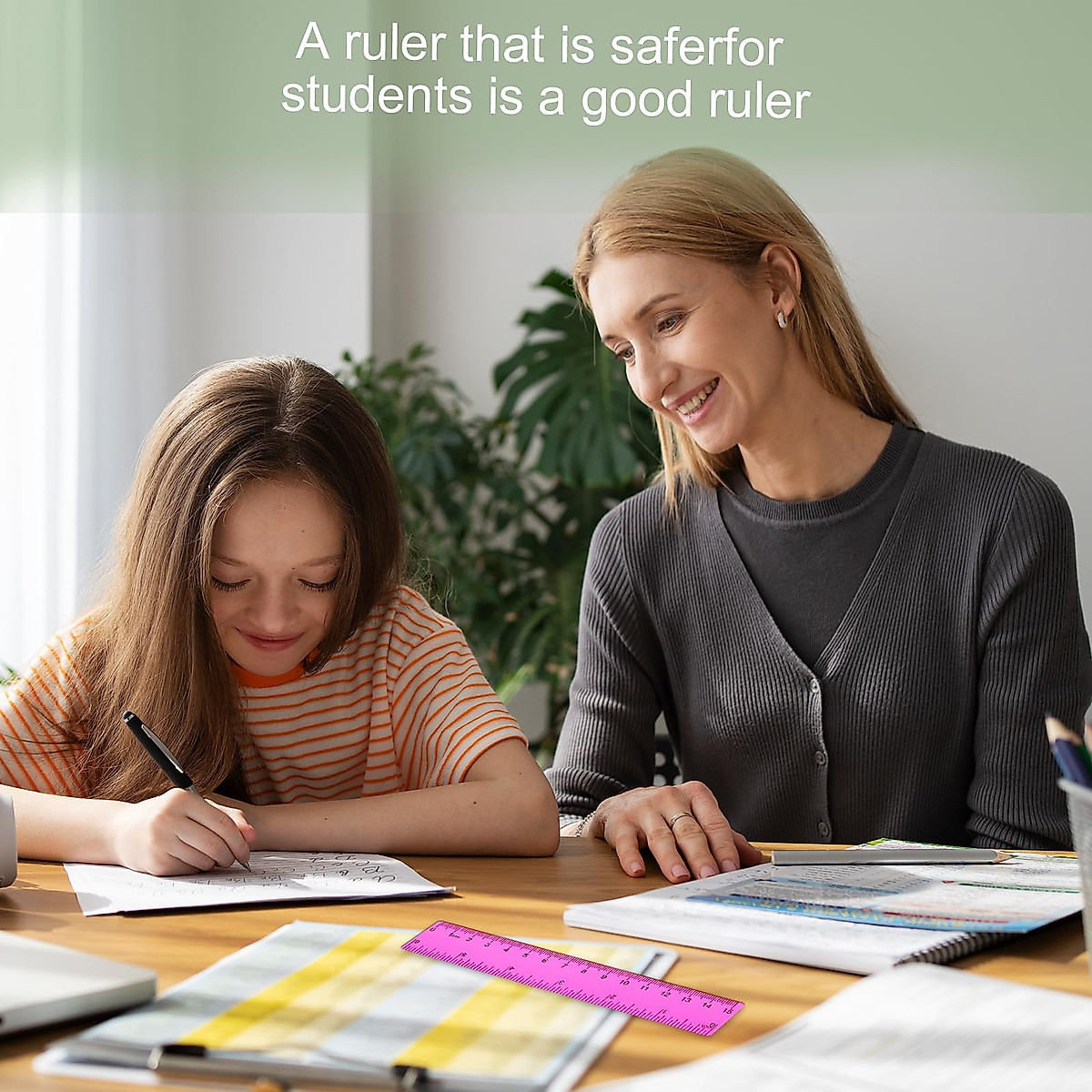 DSLSQD 6 Pack Assorted Color Plastic Rulers - 6 Inch Clear Shatterproof Kids Ruler with Centimeters and Inches