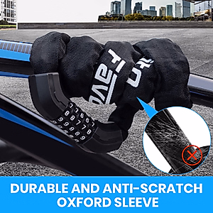 Favoto Bike Chain Lock, 5 Digit Combination Anti-Theft Bicycle Lock, Security Resettable Heavy Duty Hardened Steel, Ideal for Outdoor Motorcycle E-Bike Bikes Gate Fence Ladder Lawn Mower, 3.8 feet