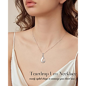 Ladytree Teardrop Urn Cremation for Ashes 925 Sterling Silver Pendant Necklace Jewelry for Women