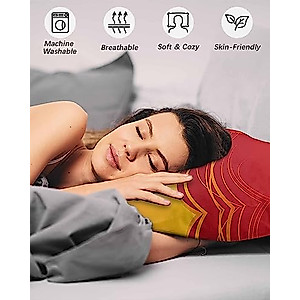 Edwiinsa Fall Leaf Pillow Covers Standard Size Set of 2 Bed Pillow, Red Orange Maple Leaves Farmhouse Plush Soft Comfort for Hair/Skin Cooling Pillowcases with Envelop Closure 20''x26''