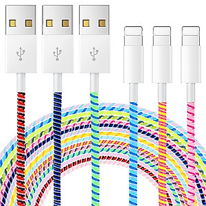 Frienda 15 Pcs Spiral Cable Protector Colorful PVC Spiral Phone Charger Headphone Cable Saver for USB Data Wire, Prevent Pets(45.3 Inch)
