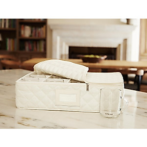 Covermates Keepsakes - Adjustable Glassware Storage - Padded Protection - ID Window - Stain Resistant - Machine Washable - China Storage-Cream