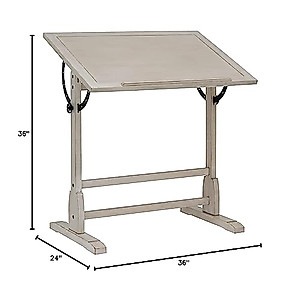 SD STUDIO DESIGNS Vintage Solid Wood Drawing/Drafting Table with 36" x 24" Angle Adjustable Top, 36", Coastal Whitewash