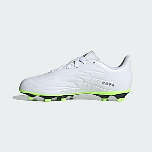 adidas Copa Pure.4 Firm Ground Sneaker, White/Core Black/Lucid Lemon, 3 US Unisex Little Kid