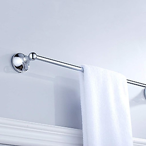 JHSLXD.YSPJ Bathroom Single Shot Towel Rod Household Washing Hands Brass Chrome Towel Rack Hotel Metal Tower Hanger Bathroom Hardware Accessories 60CM,Chrome
