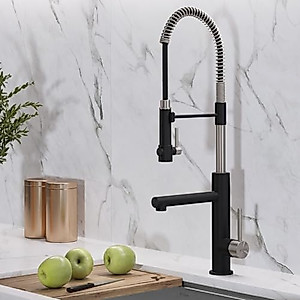 Kraus KPF-1603SFSMB Artec Pro 2-Function Commercial Style Pre-Rinse Kitchen Faucet with Pull-Down Spring Spout and Pot Filler, 24.75 inch, Spot Free Finish Stainless Steel/Matte Black