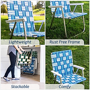 Lawn Chair USA | Folding Aluminum Webbed Chair for Camping, Sports, and Beach | Magnum - Spring Fling with Green Arms