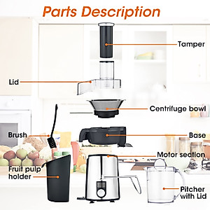 1000W 5 Speeds LCD Screen Centrifugal Juicer Machines Vegetable and Fruit, Regenerate Juice Extractor with Big 3" Wide Mouth, Anti-drip Compact Juice Maker, Easy Clean, High Juice Yield, BPA Free