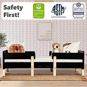 Dream On Me JPMA & Greenguard Gold Certified Osko Convertible Toddler Bed Made with Sustainable New Zealand Pinewood in Black, Non-Toxic Finish