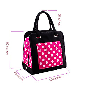 The Cooler Lunch Bag Insulated Cooler Lunch Bag for Women Pink Black Women's Food Storage with 2 ice Packs