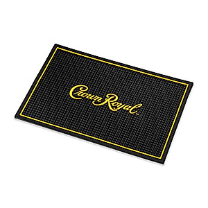 Crown Royal Bar and Spill Mat | Canadian Whiskey Rubber Bar Mat for Drips with Crown Royal Logo | Professional Non-Slip Bar Service Mat, 18 x 12” Compatible