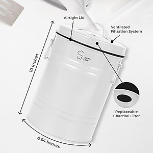 Chef's Star Countertop Compost Bin for Kitchen, Indoor Compost Bin for Kitchen Counter, Small Composter for Kitchen Counter, with Charcoal Filter, Airtight Lid, 0.8 Gallon Compost Pail, White