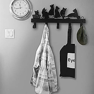 Towel Holder 5 Hooks for Bathroom, Towel Racks, Towel Hooks for Bathroom, Bedroom, Kitchen, Pool, Beach Towels, Bathrobe, Clothing, Metal Sandblasted Wall Mount Rustproof and Waterproof (Black03)