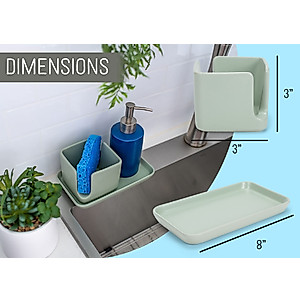 Nat & Jules Kitchen & Bathroom 8 x 4.5 Ceramic Sink Caddy Set of 2 - Stylish Household Essentials for Organization and Storage for Shower, Mudroom, Bath & Kitchen Counter Sink, Sage Green