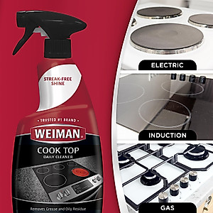 Weiman Ceramic and Glass Cooktop - 10 Ounce - Stove Top Daily Cleaner Kit - 12 Ounce - Glass Induction Cooktop Cleaning Bundle for Heavy Duty Mess Cleans Burnt-on Food
