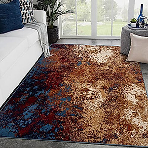 LUXE WEAVERS – Howell Collection – Modern Splatter Blue 5 x 7 Abstract Area Rug