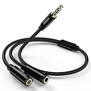 ZOOAUX 3.5mm Combo Audio Adapter Cable with Separate Mic and Audio Headphone Connector for PS4,PS5,Xbox One S,Nintendo Switch,Tablet,Mobile Phone,PC Gaming Headsets and New Version Laptop 13 Inch