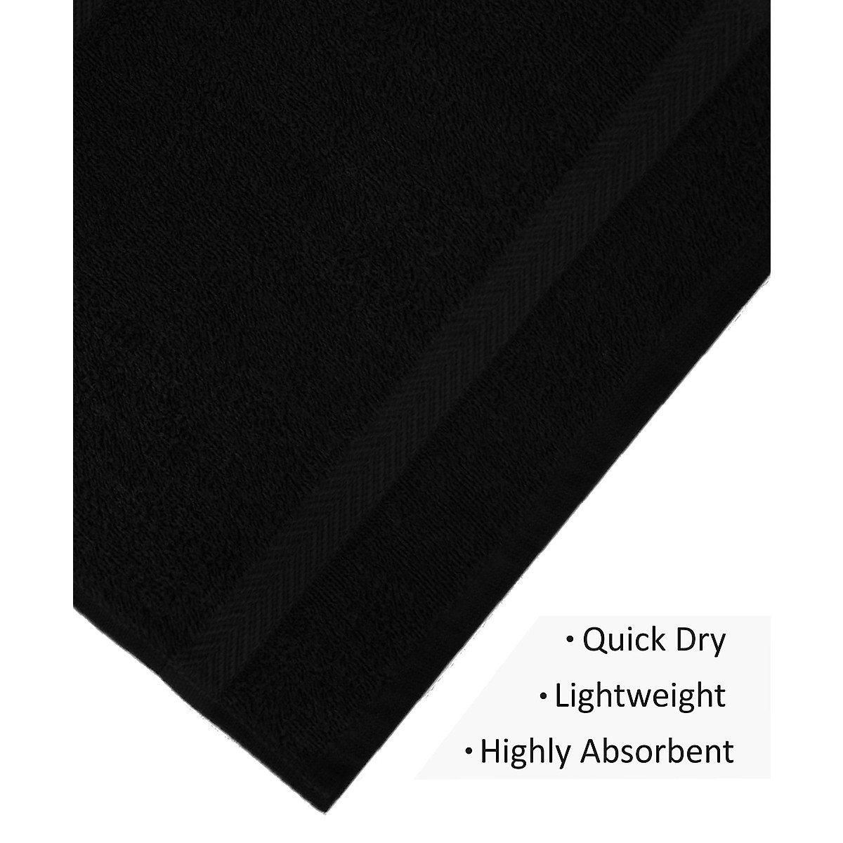 COTTON CRAFT Simplicity Bath Towels Set -7 Pack- 27x52-100% Cotton Bath Towel - Lightweight Absorbent Soft Easy Care Quick Dry Everyday Luxury Hotel Spa Gym Shower Beach Pool Camp Travel Dorm - Black