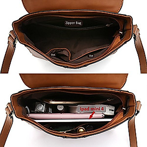 Ladies Designer Purses Cross Body Handbags Trendy Bags for Women Shoulder Bags (Brown)