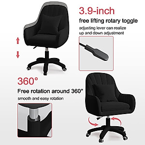 Home Office Chair Computer Chair with Mid-Back Upholstered Modern Tufted Computer Task Chair Swivel Height Adjustable Velvet Accent Chair Suitable for Bedroom, Study