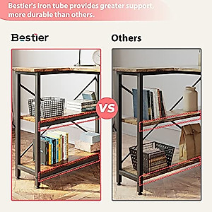 Bestier Small L Shaped Desk with Shelves 47 Inch Reversible Corner Computer Desk Writing Gaming Storage Table for Home Office Small Space, Rustic Brown