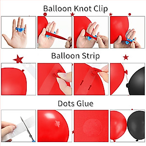 HYOWCHI Mickey Birthday Party Supplies - 132 Pcs Mickey Theme Birthday Baby Shower Party Balloon Garland Arch Kit, Red Yellow Black White Latex Balloon Arch For Mickey Theme Party Decorations