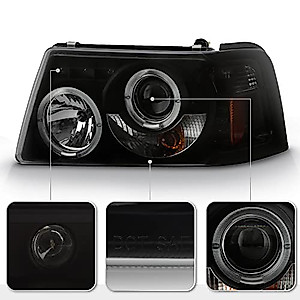 ACANII - For 2001-2011 Ford Ranger LED Halo Black Smoked Projector Headlights w/Corner Headlamps, Driver & Passenger