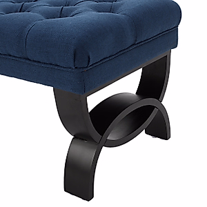 Christopher Knight Home Scarlett Fabric Ottoman Bench, Dark Blue 17.25”D x 41.00”W x 16.75”H