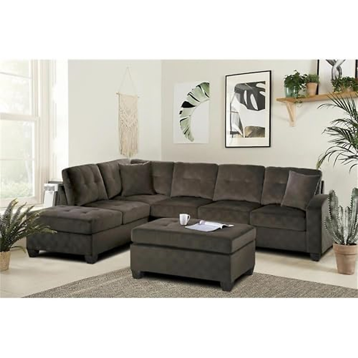 Homelegance Emilio Fabric Accent Ottoman - Chocolate