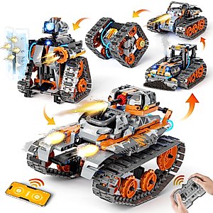 28°C 5-in-1 STEM Building Set Toys for Kids Remote & App Controlled Construction Robot/Car/Tank/Bulldozer/Tracked Racer Coding Kit for Boys Girls Age 6 7 8-12+ Year Old (552 Pcs)