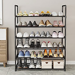INGIORDAR Shoe Rack 6 Tier Metal Stackable Organizer Storage Shelf Hold 30-36 Pairs for Closet Entryway Bedroom, Black…