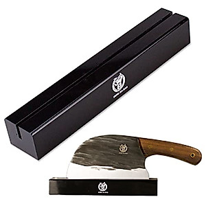 Knife Block/Knife Stand for Cleaver Nakiri Santoku and any Flat Edge Kitchen Knives - Black Acrylic